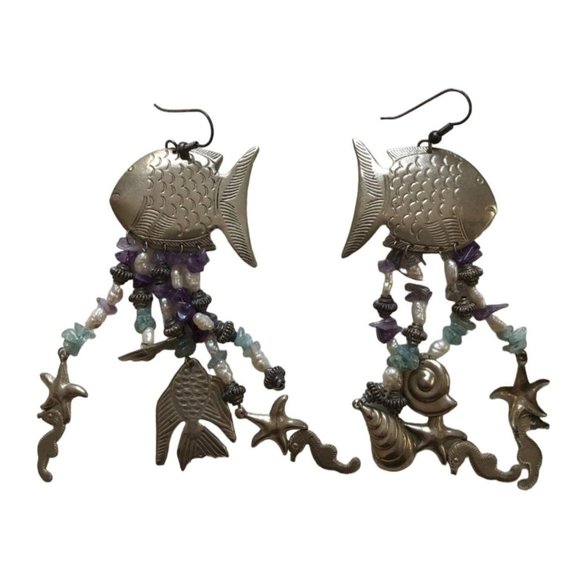 unbranded | Jewelry | Dangling Earrings Fish With Charms Sea Theme Star ...